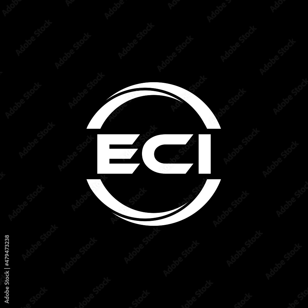 Vettoriale Stock ECI letter logo design with black background in ...