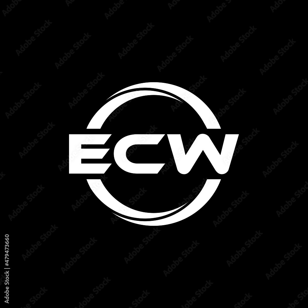 ECW letter logo design with black background in illustrator, vector ...