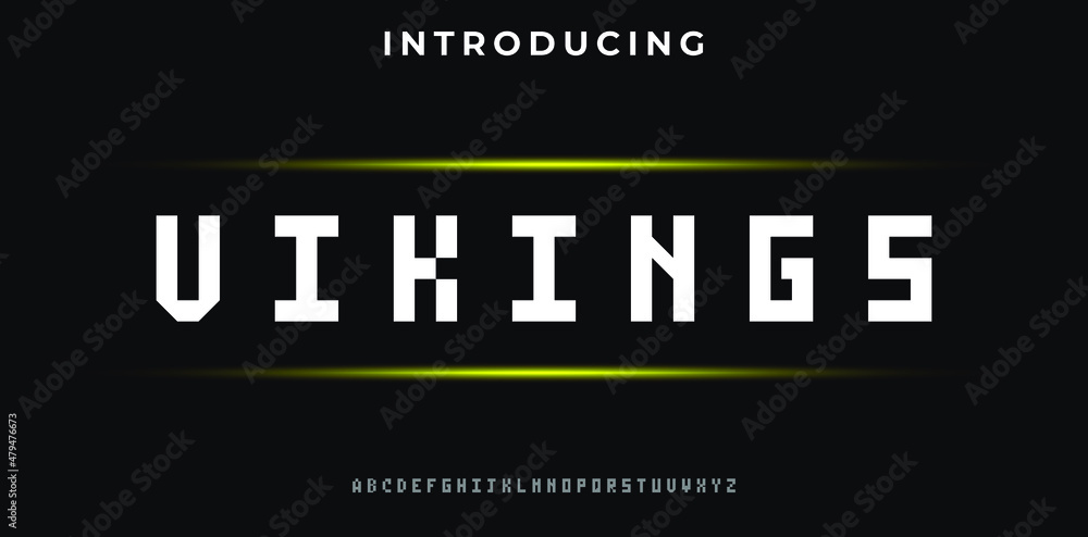 Modern tech VIKINGS alphabet letters font. Classic Lettering Minimal ...