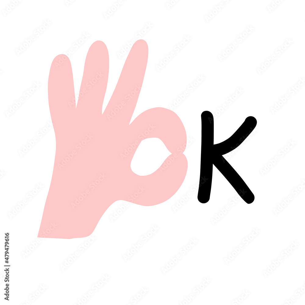 Doodle I'm OK sign Hand drawn I am okay body language gesture symbol ...