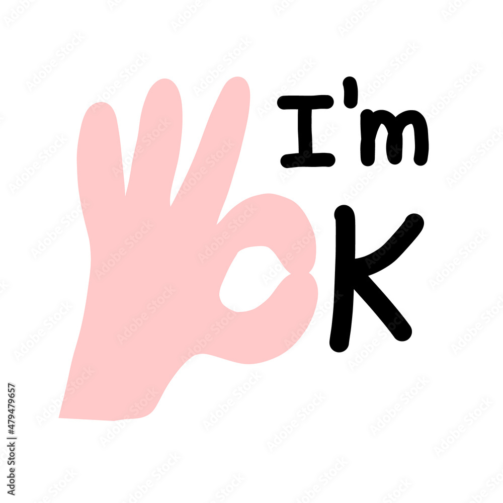 Doodle I'm OK sign Hand drawn I am okay body language gesture symbol ...