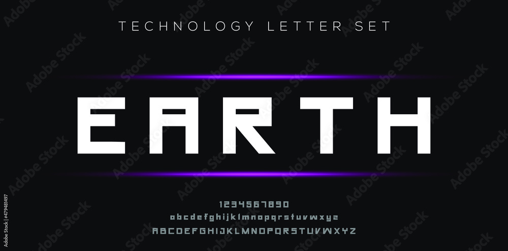 EARTH minimal and tech alphabets font designs. professional vector ...