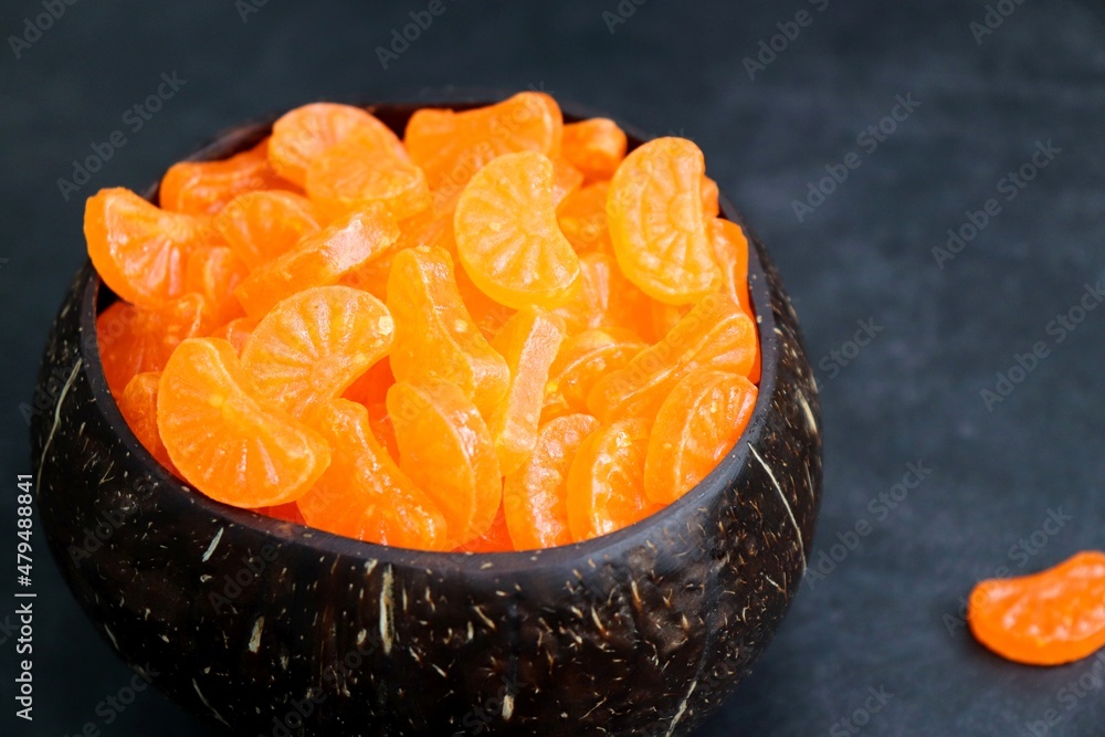 Orange sugar candy. Indian Vintage style boiled sugar confectionery ...