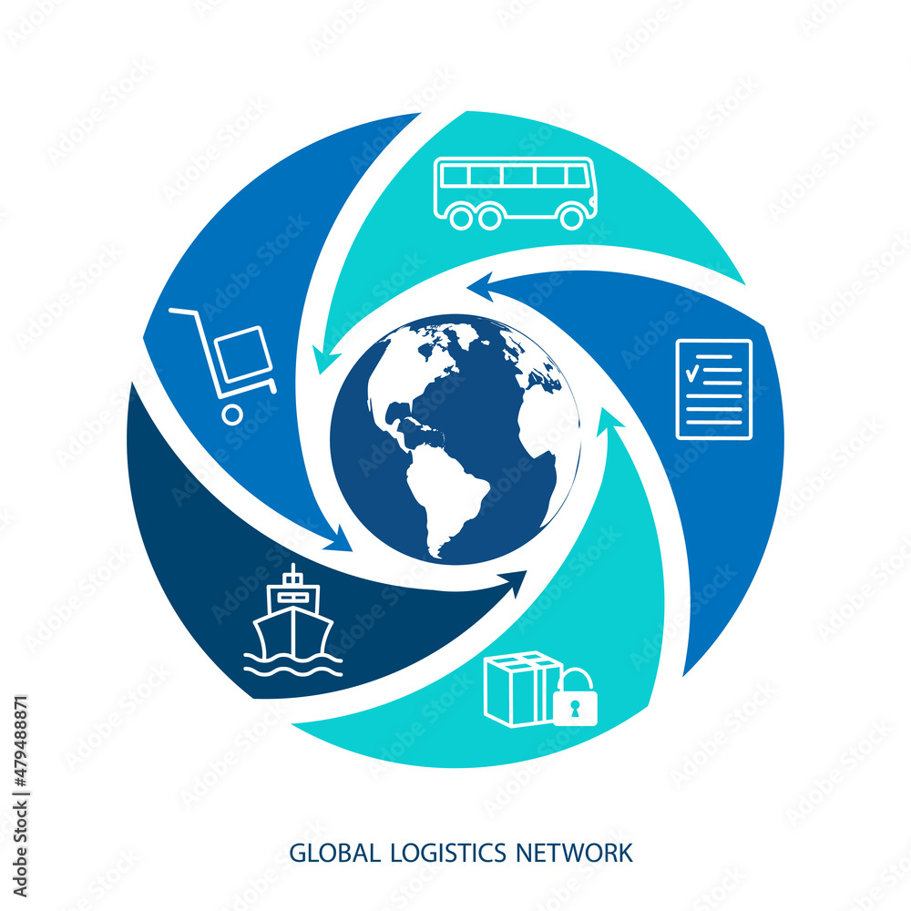 Global logistics network. Map global logistics partnership connection ...