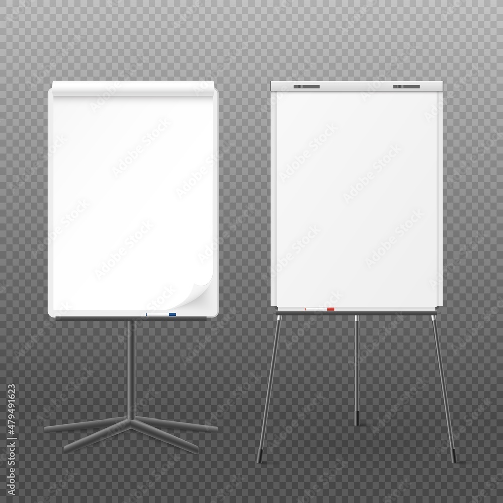 Realistic flip charts with empty blank space for text, vector ...