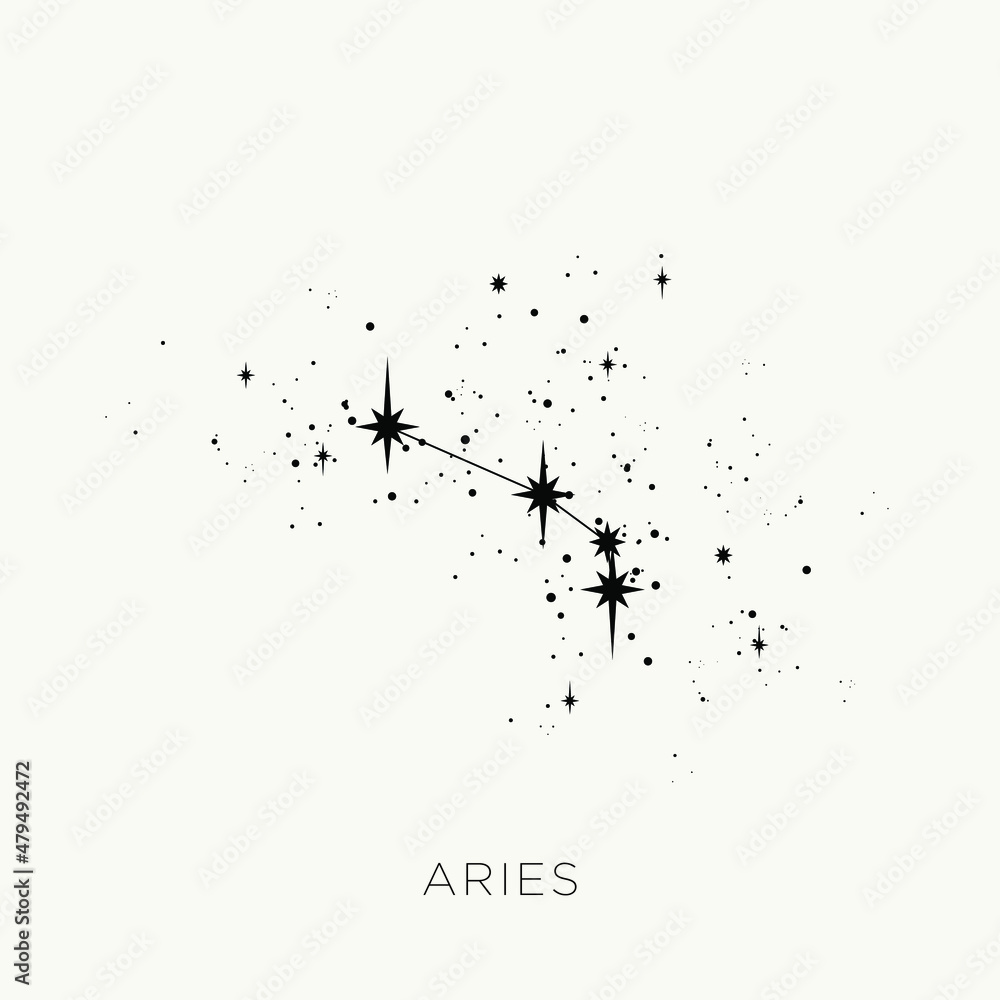 Star constellation zodiac aries vector black and white Stock Vector ...