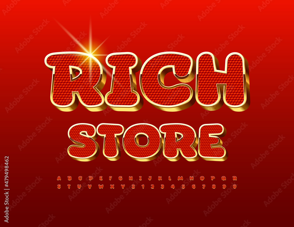 Vector premium Sign Rich Store. Luxury Unique Red and Golden Font. Chic ...
