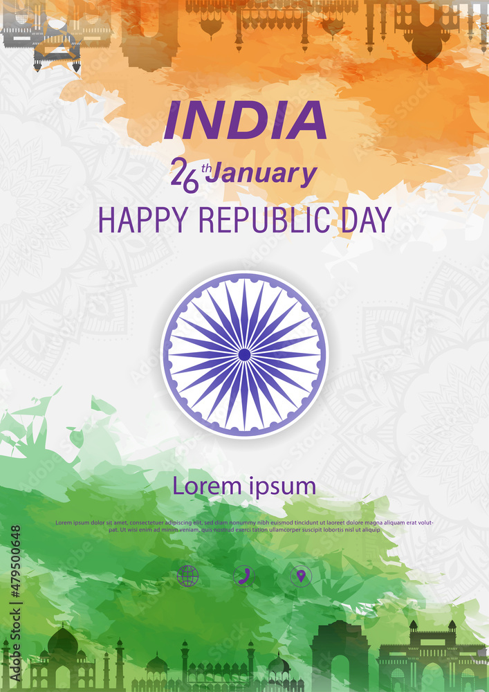 26 th January Indian Republic Day vector illustration background ...