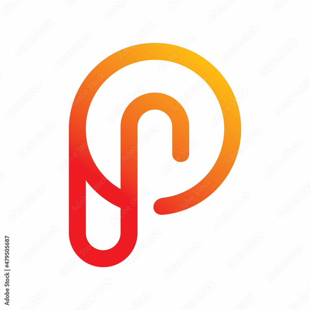 full color initial p letter line shape logo design Stock Vector | Adobe ...