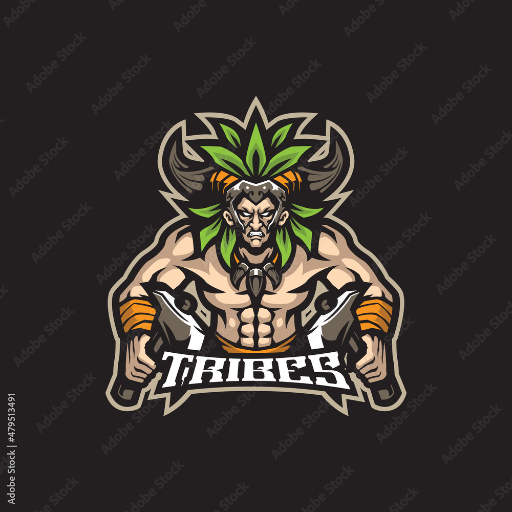 Tribe mascot logo design vector with modern illustration concept style ...