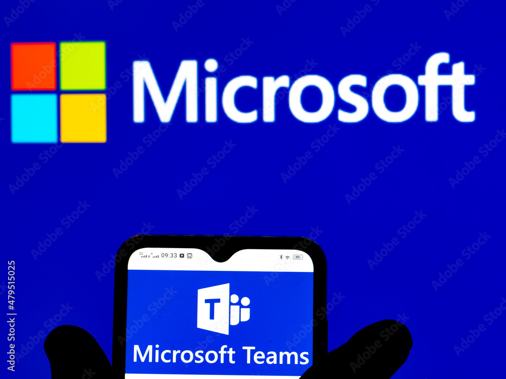 In this photo illustration Microsoft Teams logo seen displayed on a ...