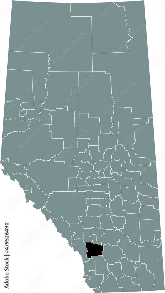 Black flat blank highlighted location map of the FOOTHILLS COUNTY ...