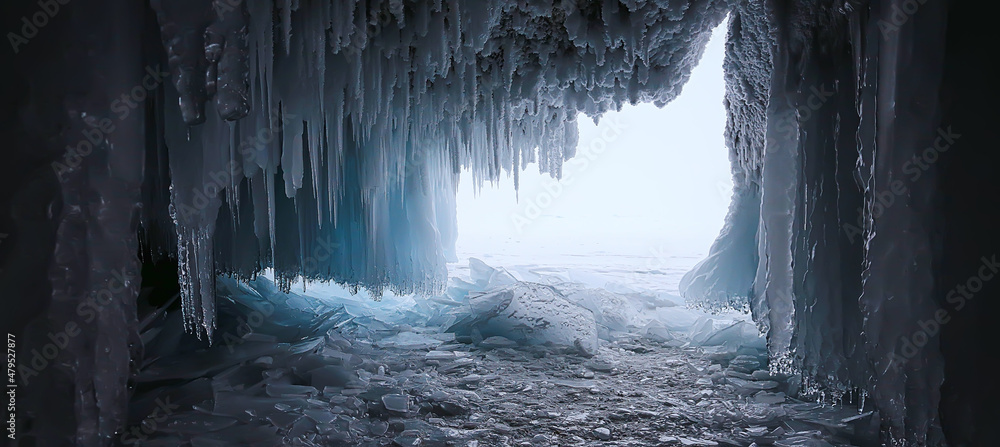 ice cave winter frozen nature background landscape Stock Photo | Adobe ...