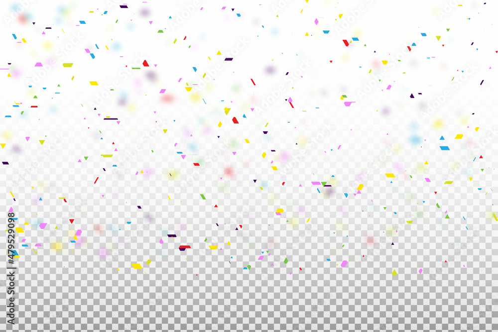 Realistic confetti background, Anniversary celebration with realistic ...