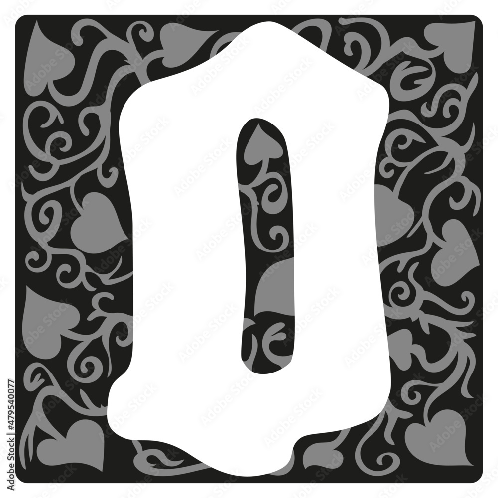 initial o, medieval letter with floral ornaments, dekorativ retro ...