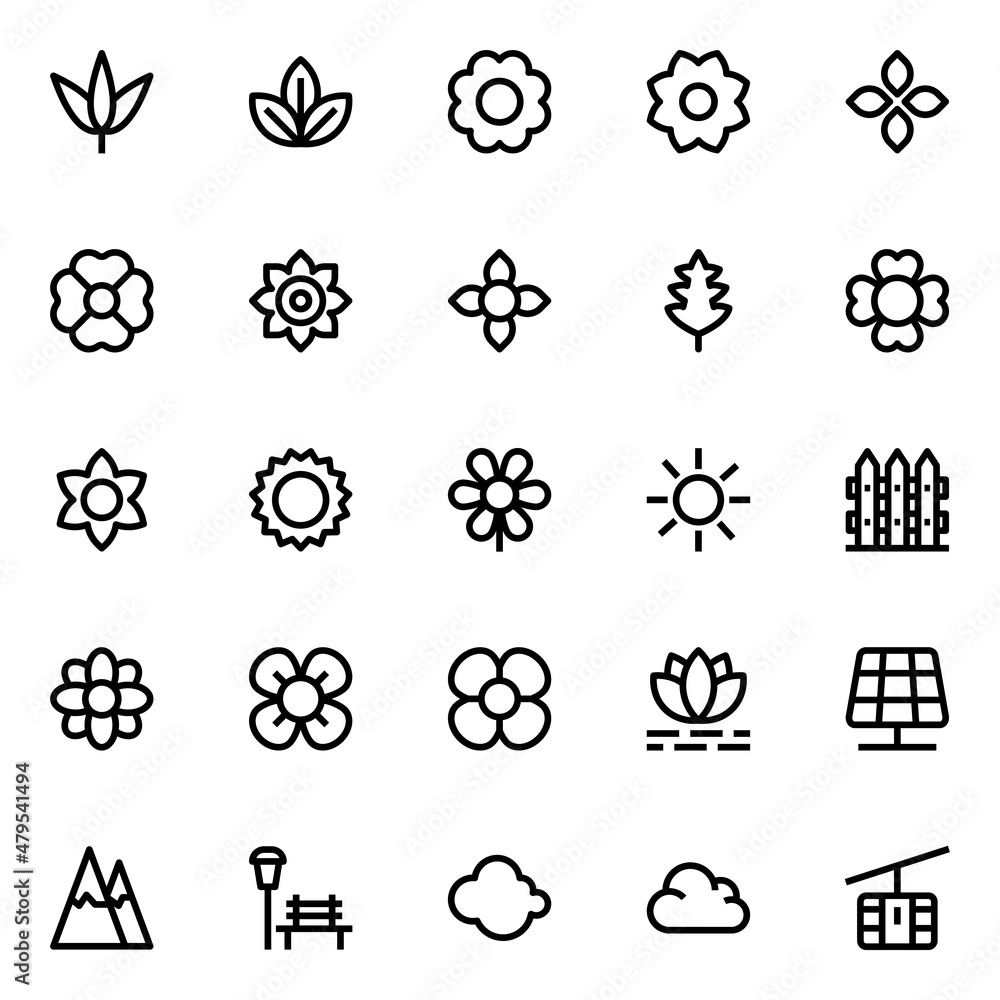 Outline icons for nature and park. Stock Vector | Adobe Stock