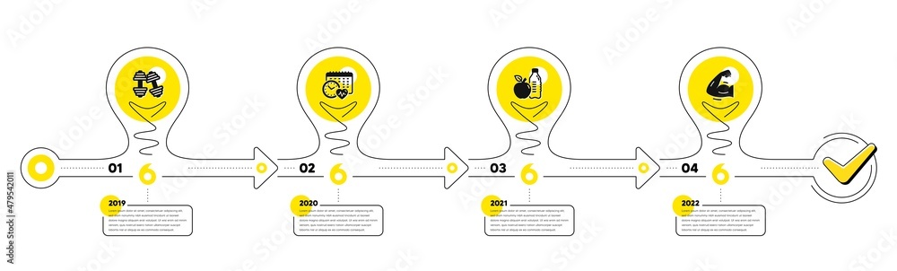 Gym Infographic timeline with 4 steps. Sport process diagram with ...