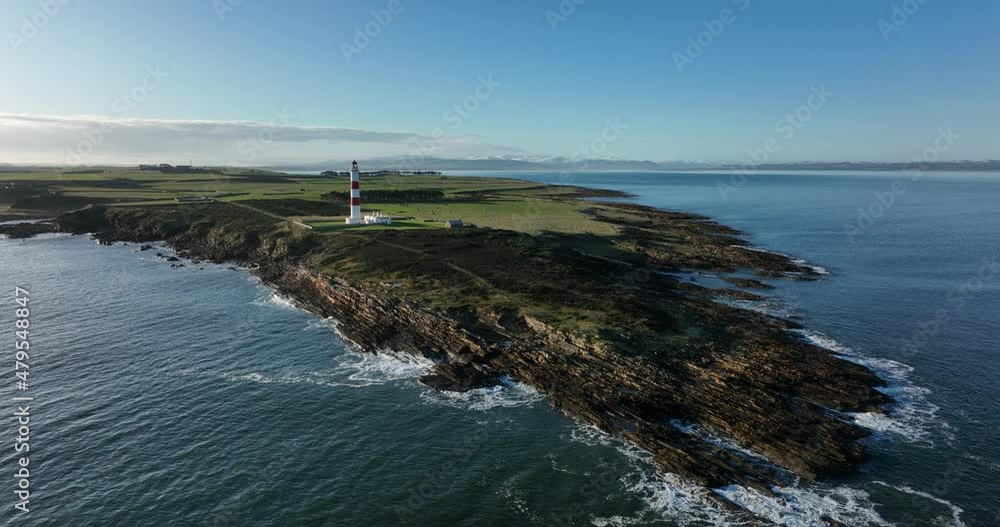 an aerial view of tarbat ness lighthouse on easter ross in the ...
