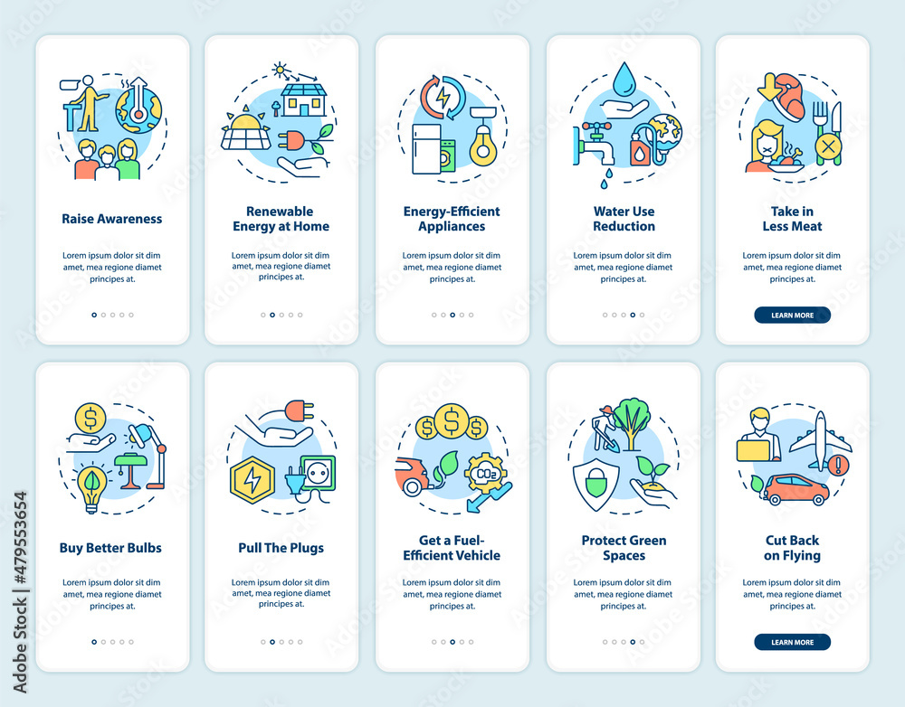 Climate change and global warming onboarding mobile app screen set ...