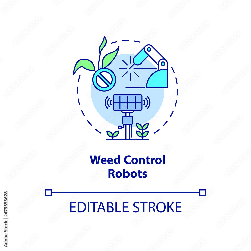 Weed control robots concept icon. Robotics in agriculture abstract idea ...