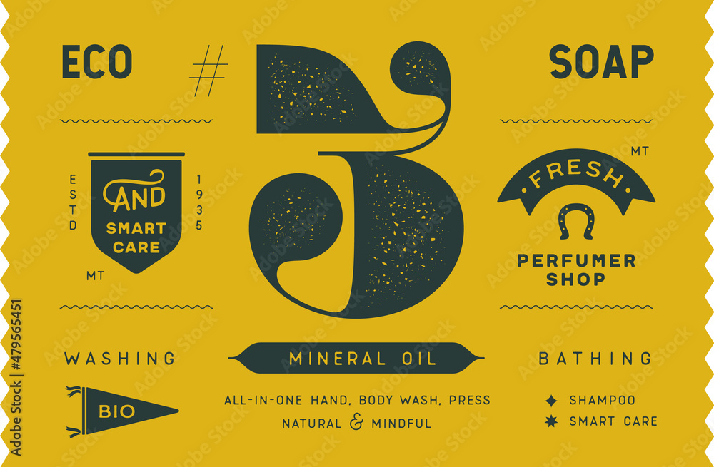 Soap, tag label. Modern tag, label for brand, logo, sticker soap shop ...