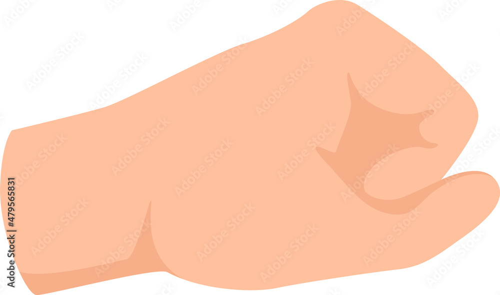 Man fist side view, human hand position. Vector power gesture and ...