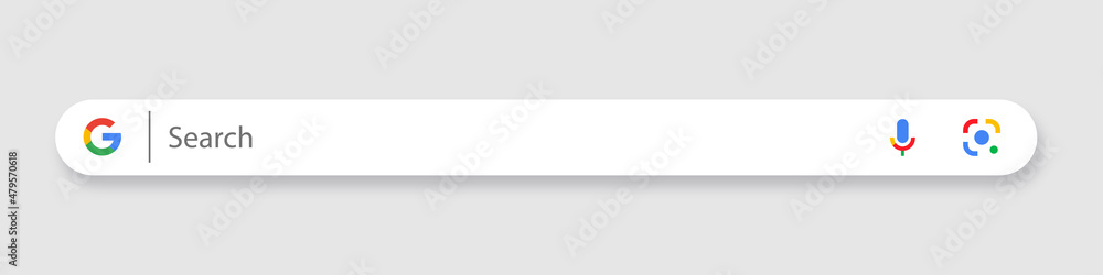Google search bar. Search window with shadow on isolaed background ...