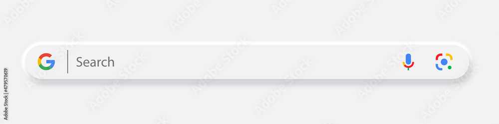 Google search bar. Search window with shadow on isolaed background ...