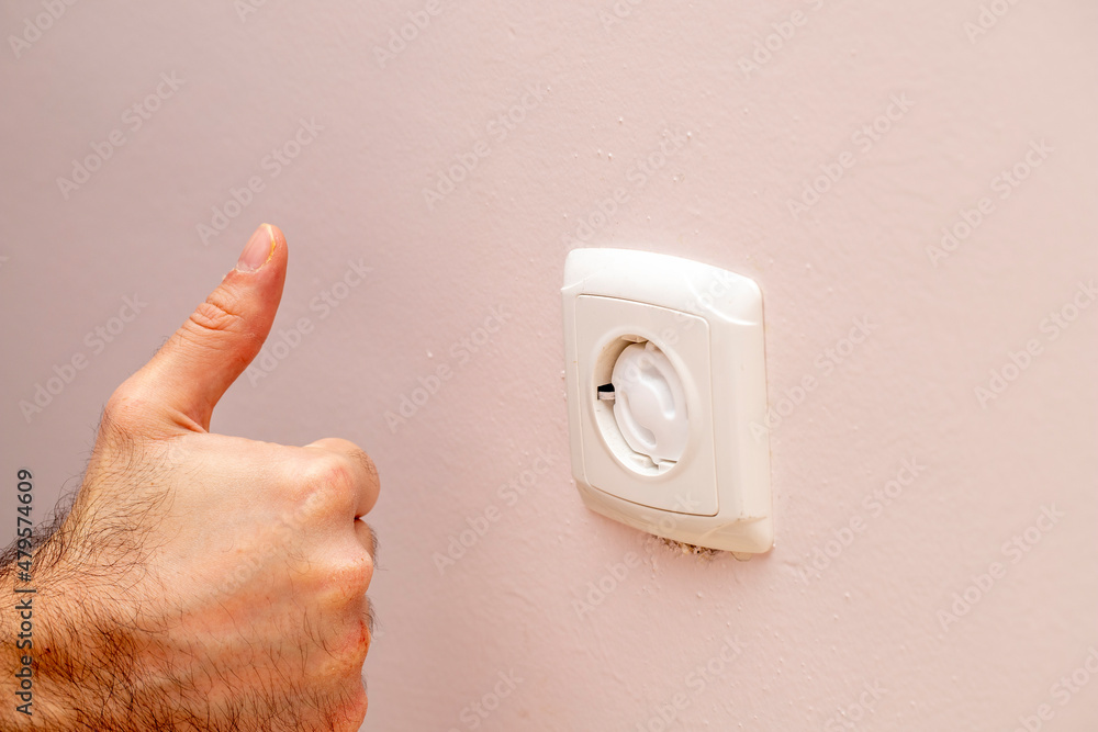 Plug, mechanical protection of the electrical outlet from electric ...