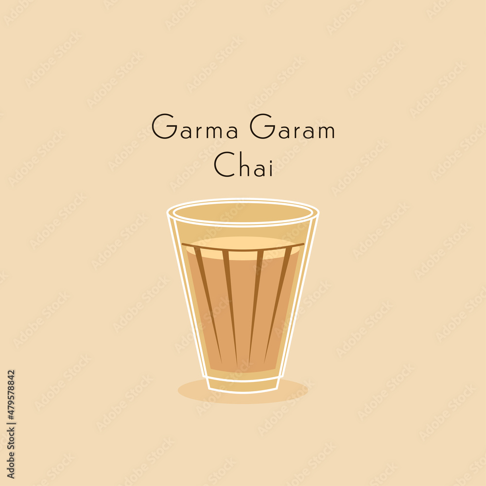 Garma Garam chai is Indian drink. Indian drink vector. Indian chai icon ...