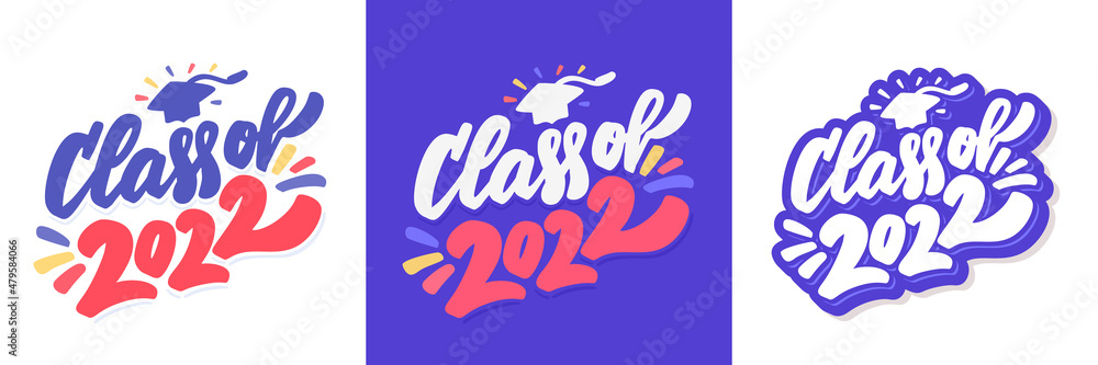 Class of 2022. Vector handwritten lettering banners set. Stock Vector ...