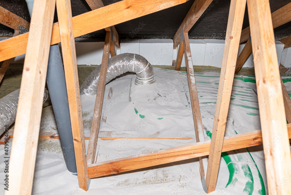 Pipe insulation with expanded perlite in domestic ventilation with ...