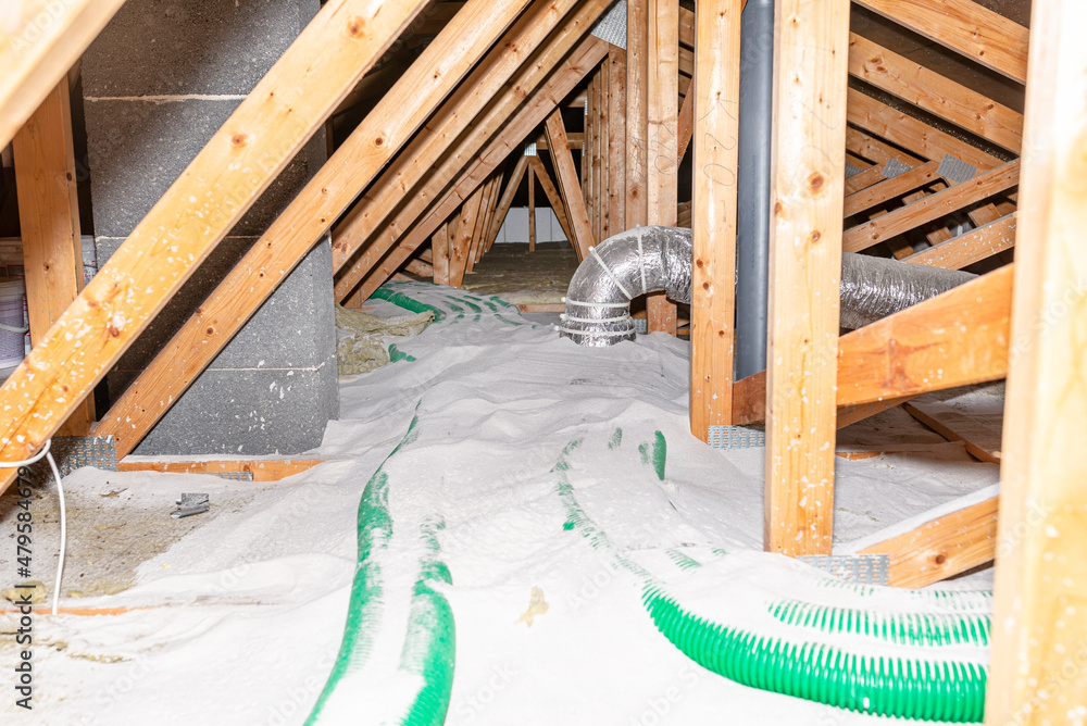 Pipe insulation with expanded perlite in domestic ventilation with ...