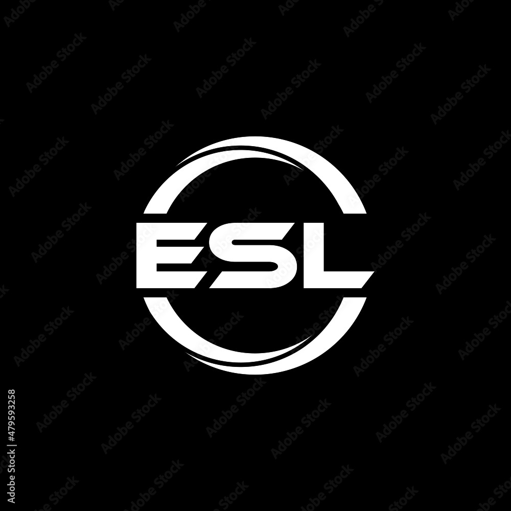 ESL letter logo design with black background in illustrator, vector ...
