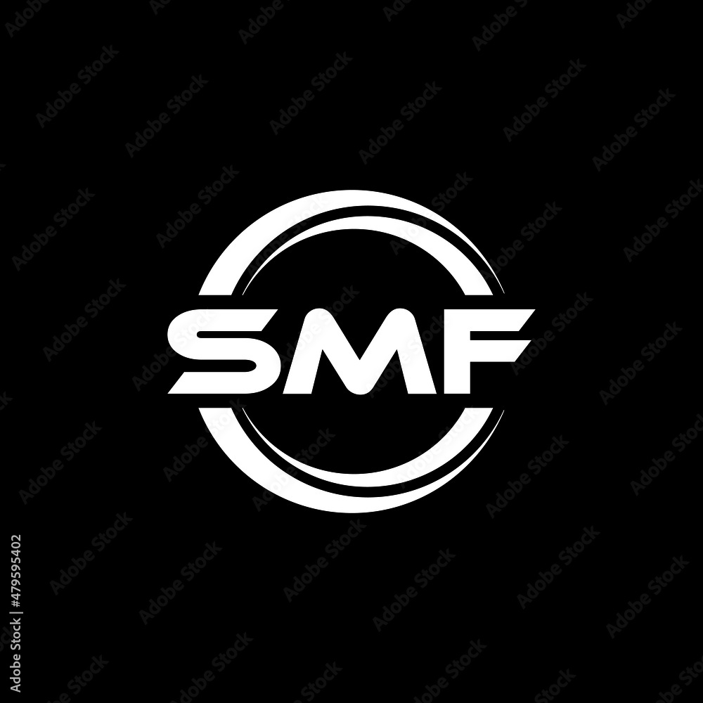 SMF letter logo design with black background in illustrator, vector logo modern alphabet font ...