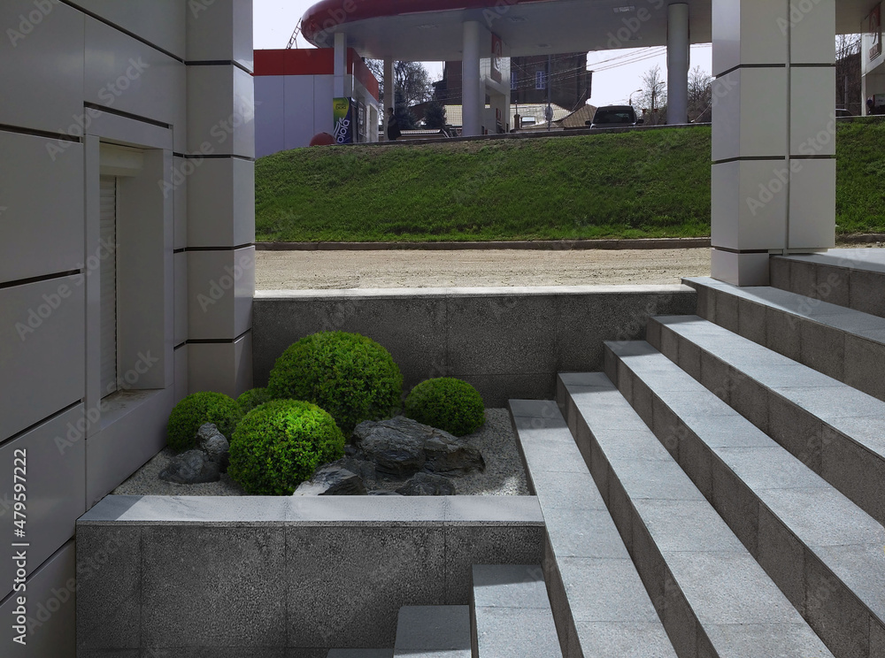 Urban design ideas in negative elevation, 3D rendering Stock ...