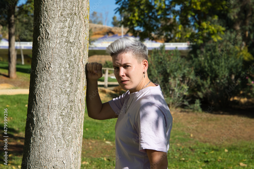 gender non-binary and androgynous person doing different postures and ...