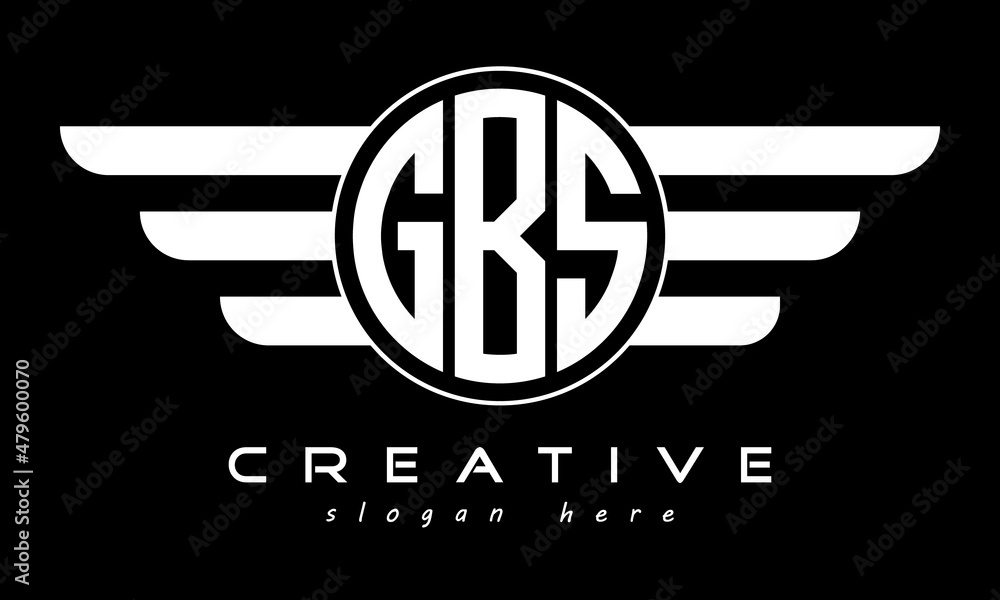 GBS three letter monogram type circle letter logo with wings vector ...