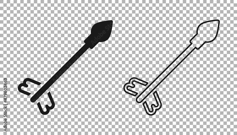 Black Medieval arrows icon isolated on transparent background. Medieval ...