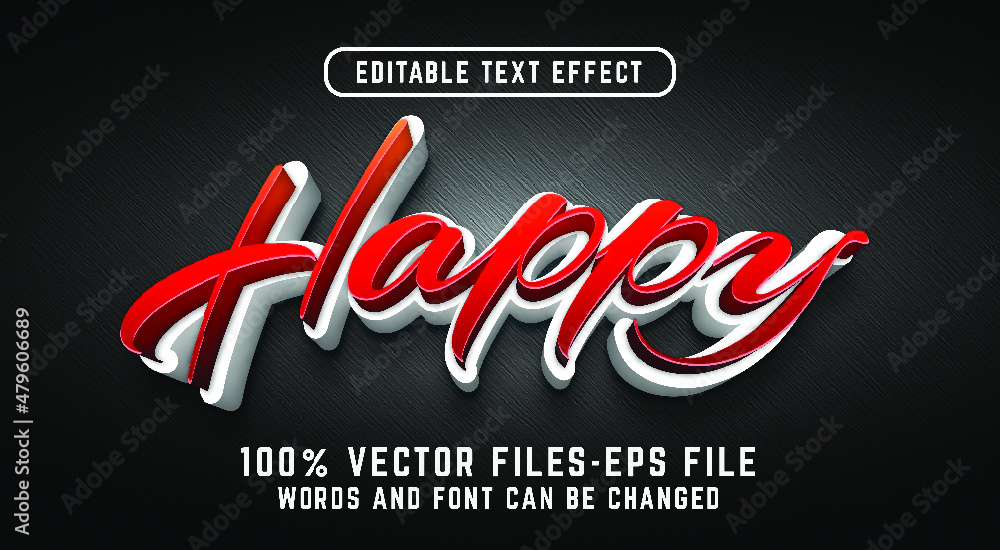 happy 3d style text effect premium psd Stock Vector | Adobe Stock