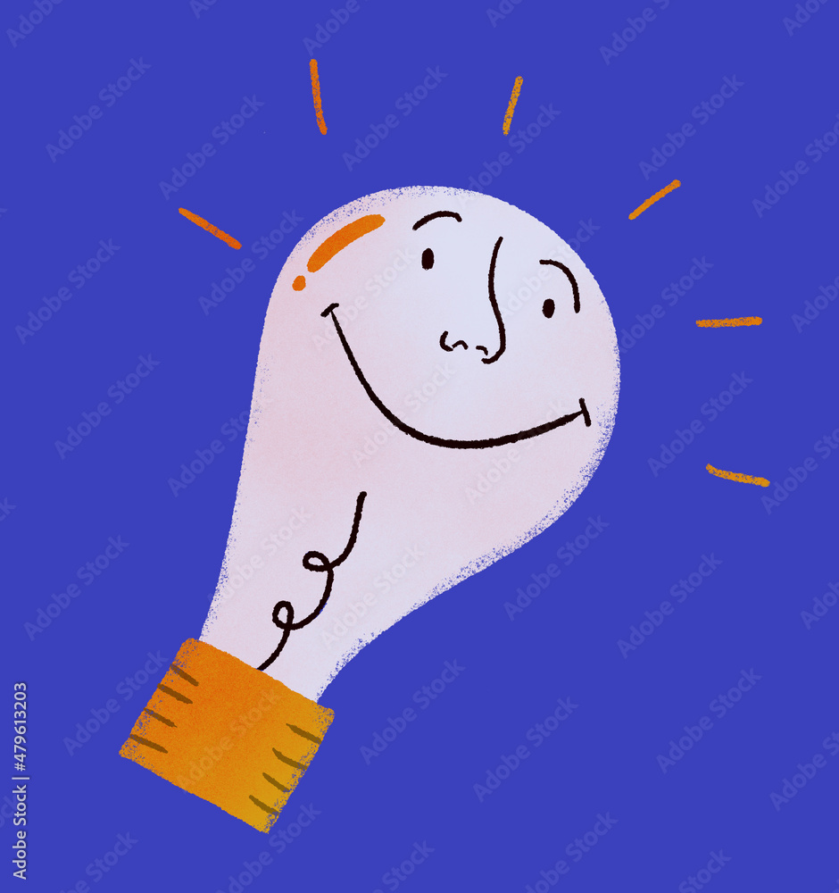 Lightbulb with face Stock Illustration | Adobe Stock