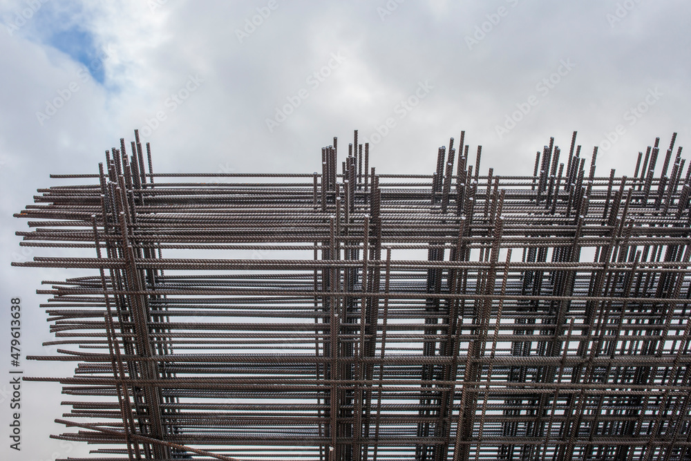 Reinforcing bars framework for armored concrete construction Stock ...
