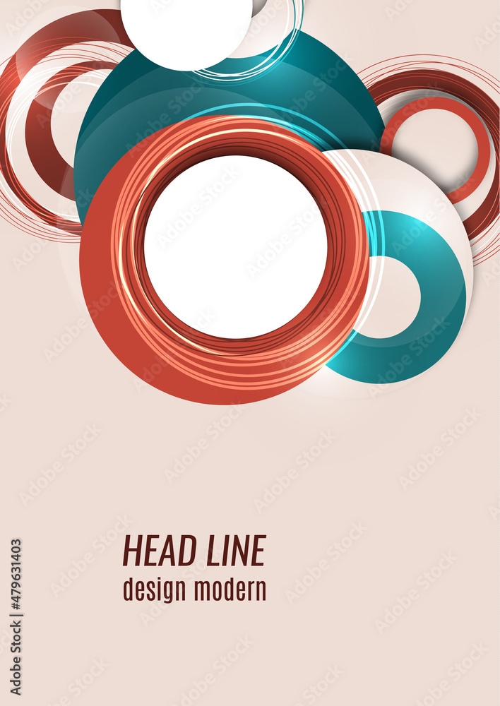 Dynamic trendy geometric abstract background. Circles, lines, round shapes, trendy colors ...