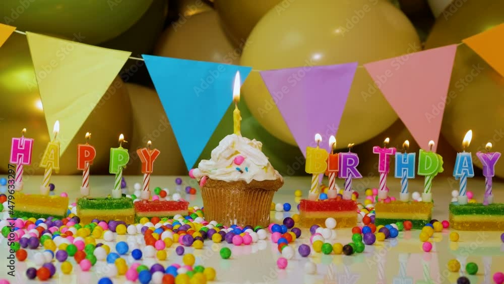 Decorations Birthday background with candles for all ages, cream ...