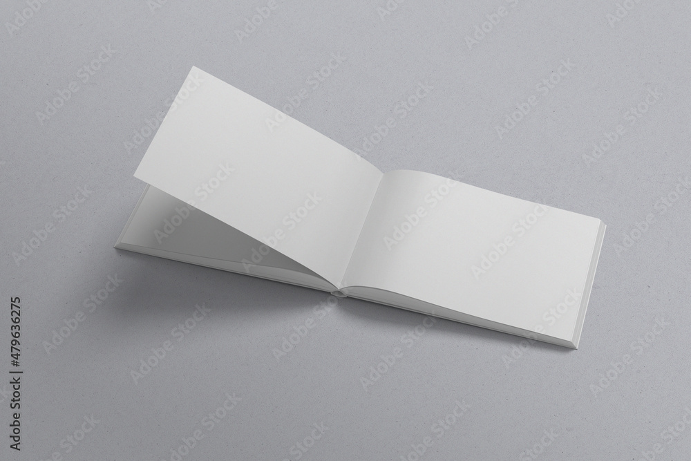 The landscape template of an open book, with flipped pages, with ...