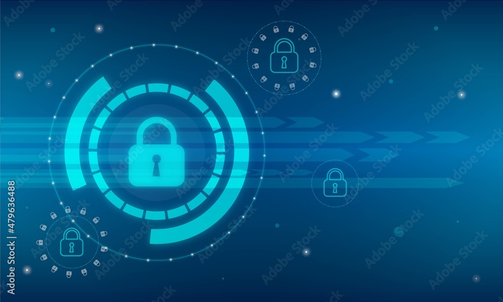 Neon blue abstract background, security information board design ...