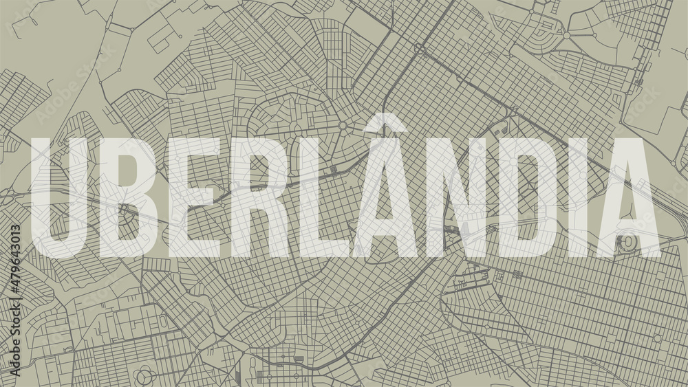 Uberlandia map city poster, horizontal background vector map with ...