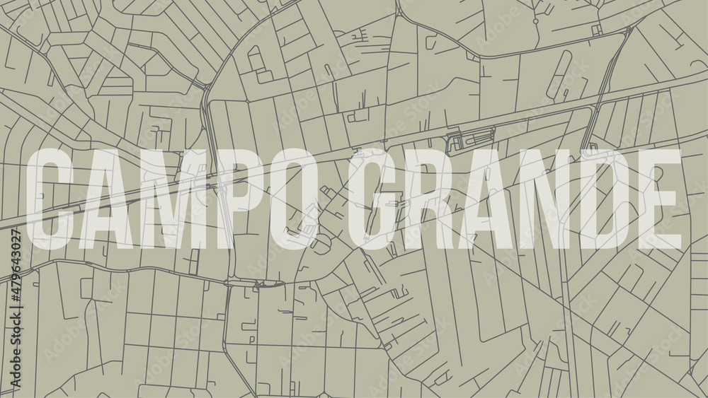 Campo Grande map city poster, horizontal background vector map with ...