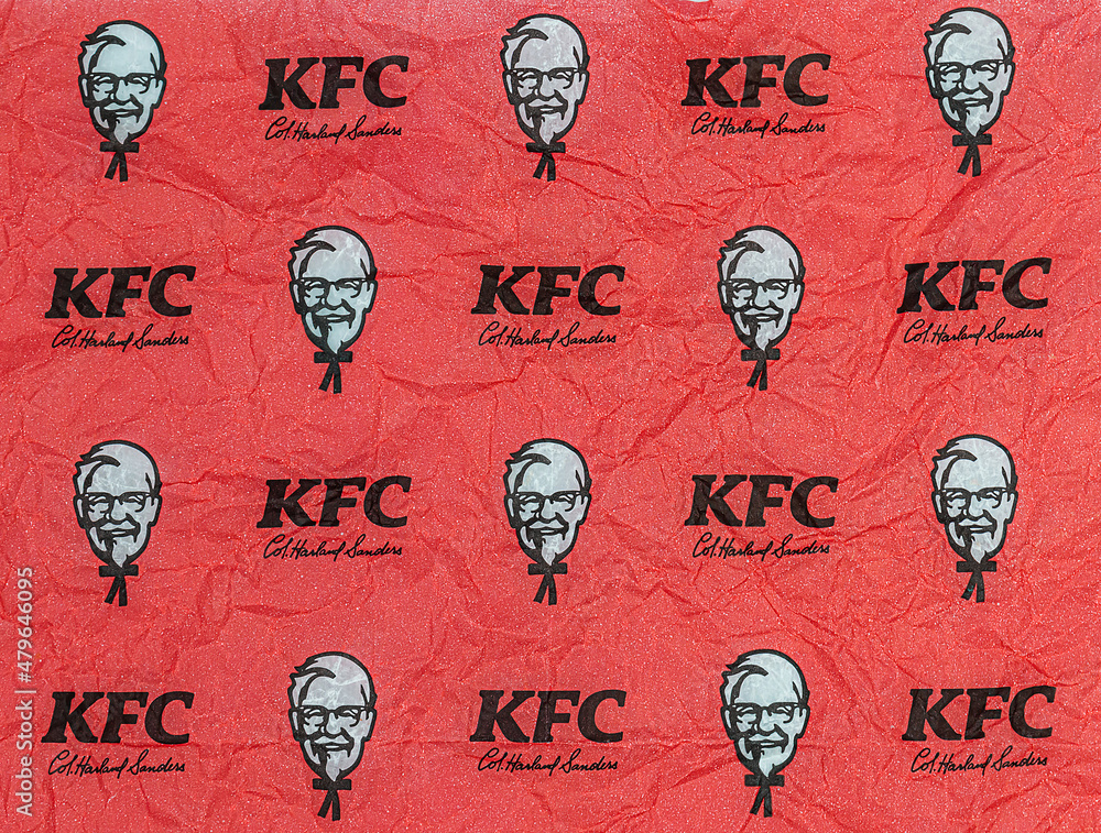 Red KFC crumpled wrapping paper background. Stock Photo | Adobe Stock