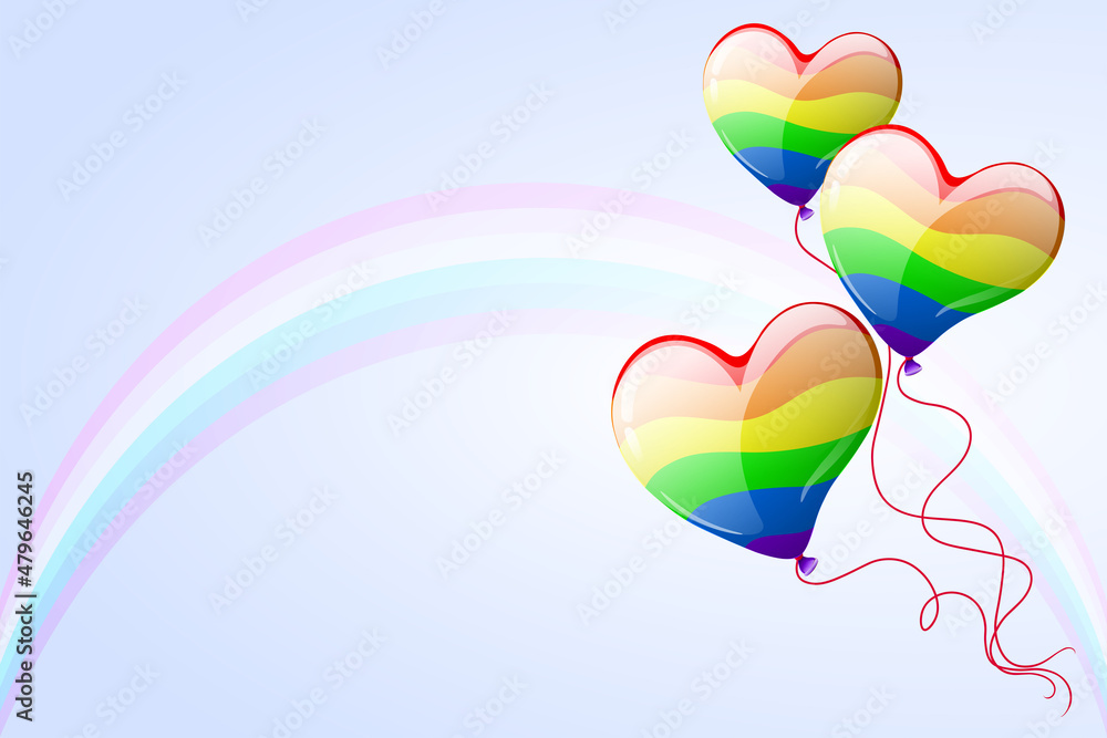 Cartoon rainbow heart shape balloons Stock Vector | Adobe Stock